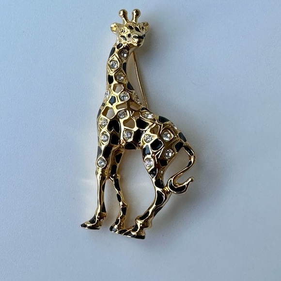 Swarovski | Jewelry | Swarovski Signed Giraffe Pin Brooch Gold Plated ...